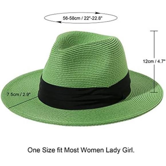 Accessories Hot Women Wide Brim Straw Panama Roll Up Hat Green Poshmark